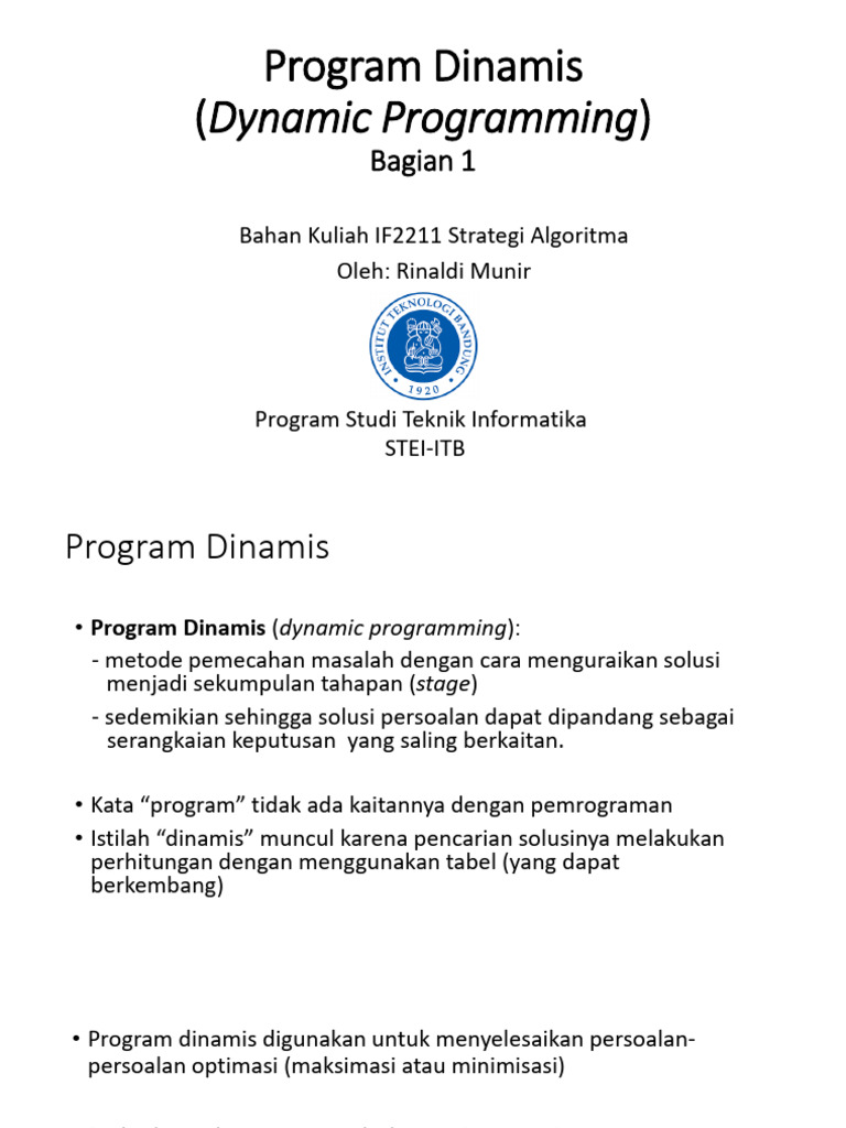 Program Dinamis 2020 Bagian1 | PDF