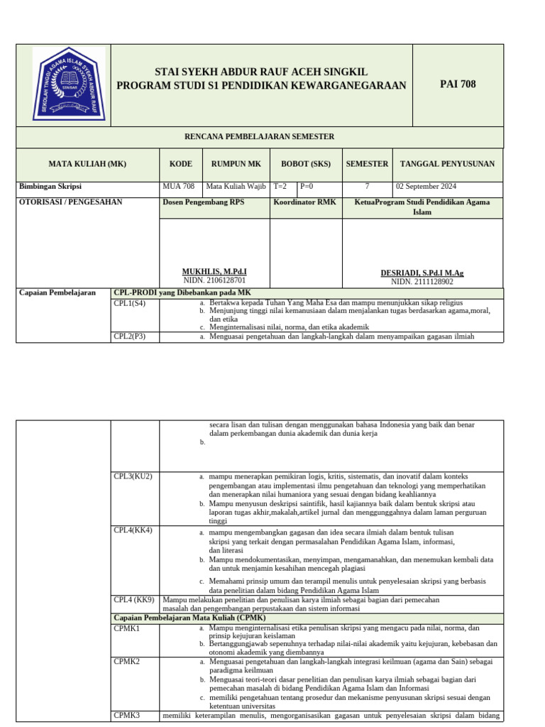 Mukhlis Rps Ob Bimbingn Skripsi 2024 | PDF