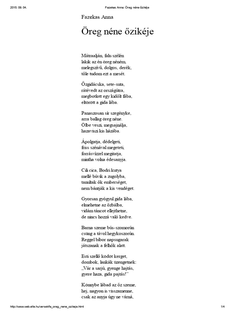 Fazekas Anna - Öreg Néne Őzikéje | PDF