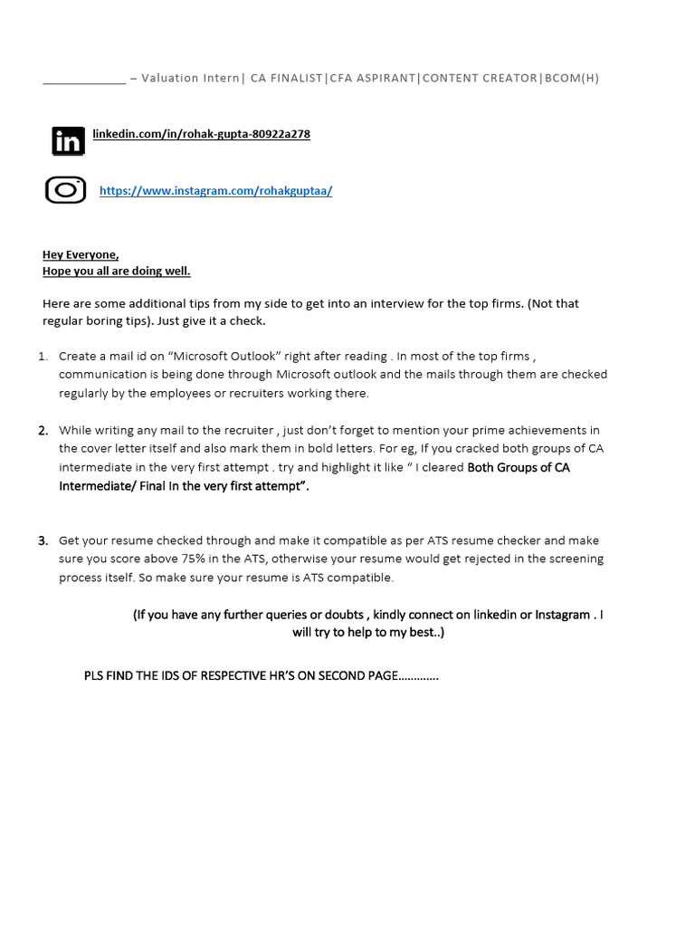 Mail IDS and Additional Tips | PDF