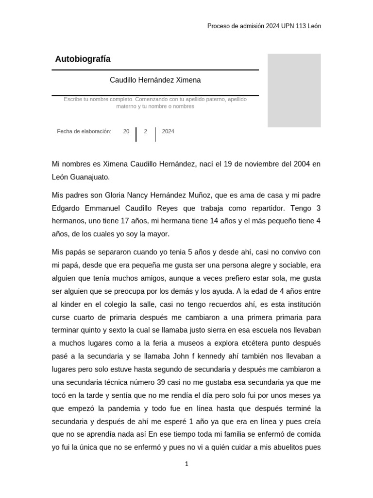 Copia de Autobiografía Con Foto | PDF