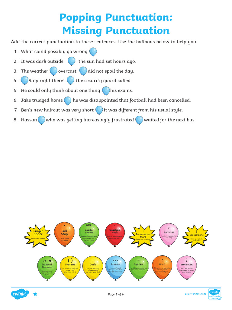t2 e 41578 Ks2 Popping Punctuation Missing Punctuation Differentiated ...