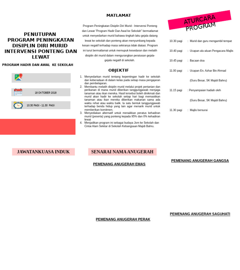 Pamplet Penutupan Program Hadir Dan Awal Ke Sekolah | PDF