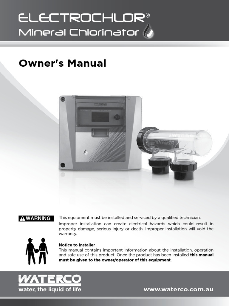 Electrochlor-Mineral-Chlorinator Manual Jan18 Single | PDF