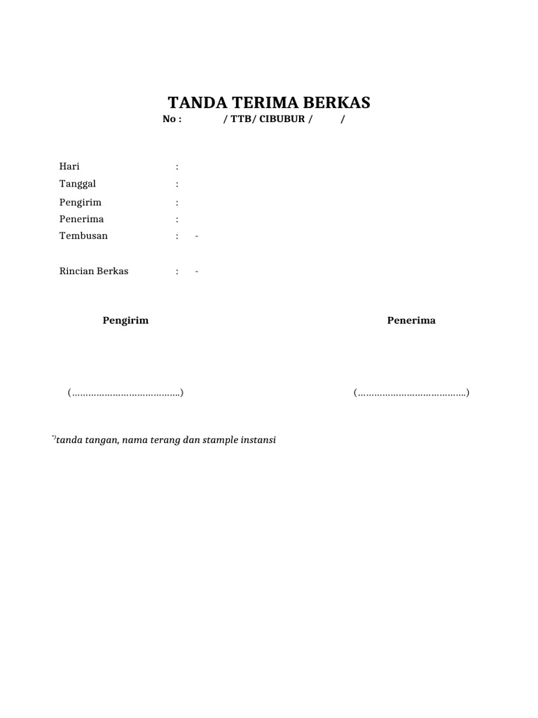 Form Tanda Terima Berkas | PDF