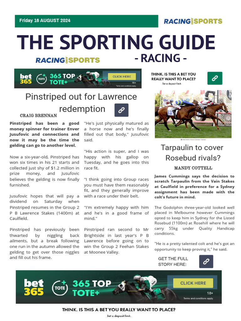 The Sporting Guide - Racing & Sports - 16 August 2024 | PDF