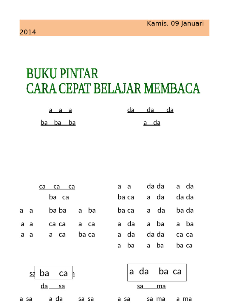 Cara Cepat Belajar Membaca | PDF