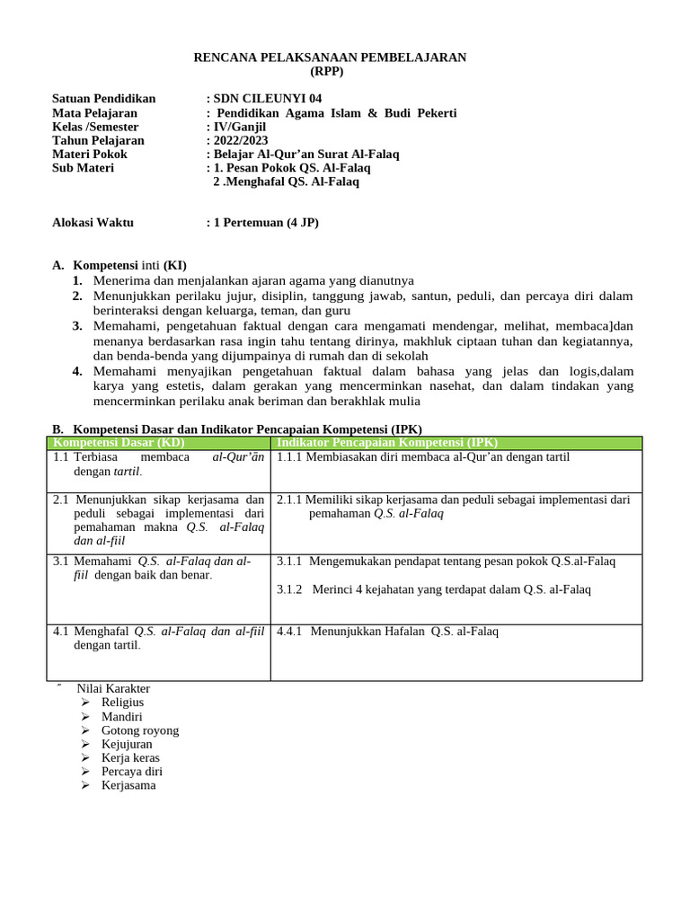 RPP Kelas 4 Model Pembelajaran PBL | PDF