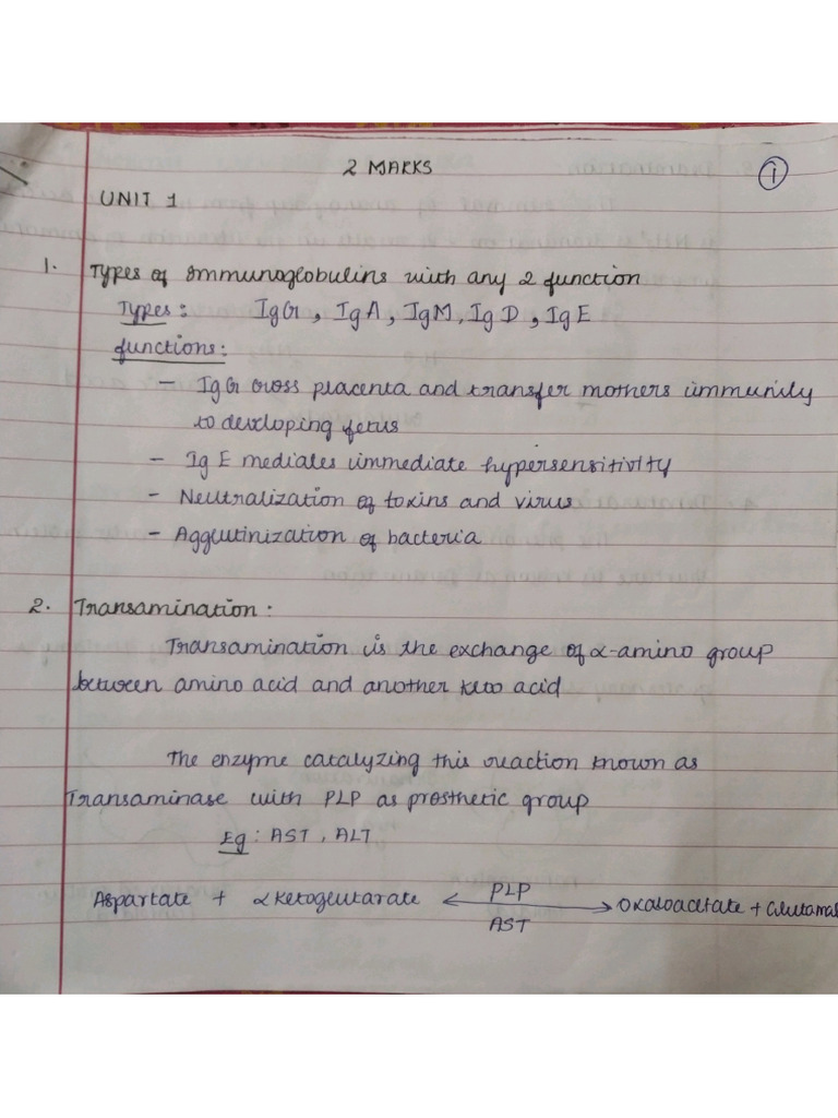 Biochem Notes 2 Mark | PDF