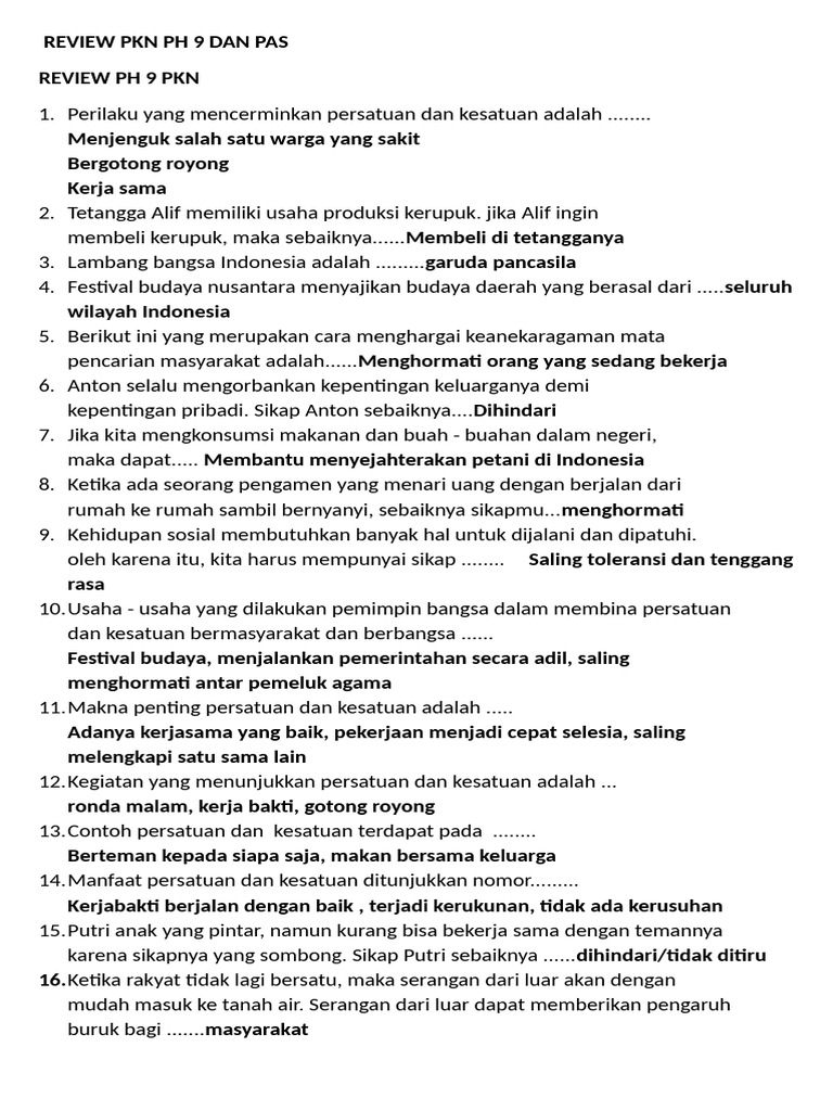 REVIEW PKN Dan IPS PH 9 DAN PAS | PDF