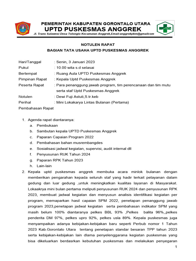 Notulen Januari FIX | PDF