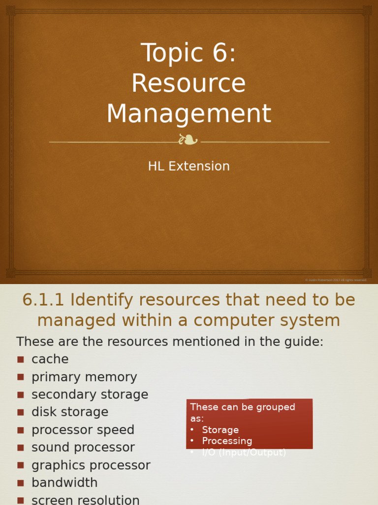 Topic 6-Resource Management | PDF | Operating System | Computer Data Storage