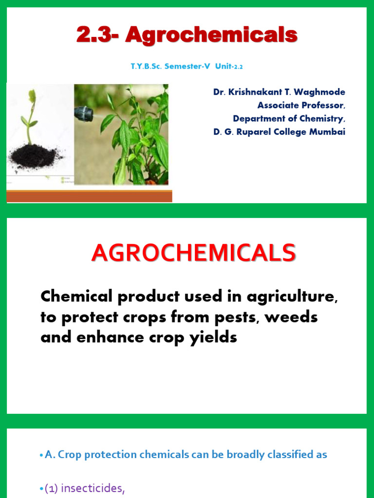 Agrochemicals TYBSc SEM V Chemistry | PDF | Plant Hormone | Pesticide