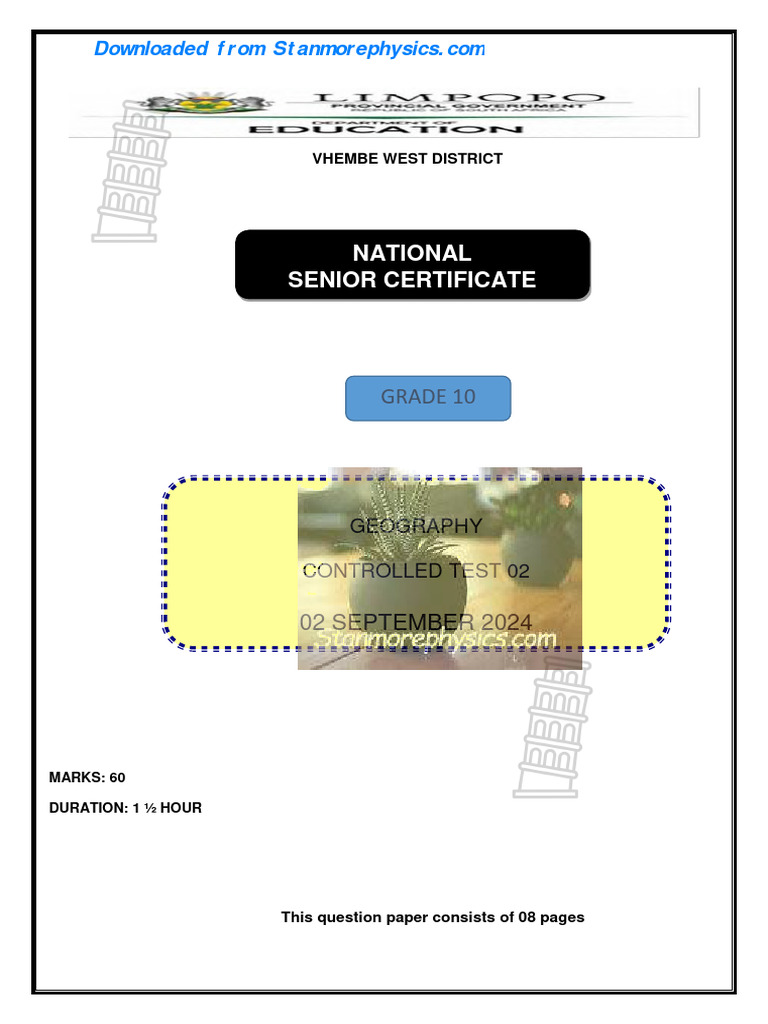 Grade 10 Geography Test September 2024 | PDF | Human Migration ...