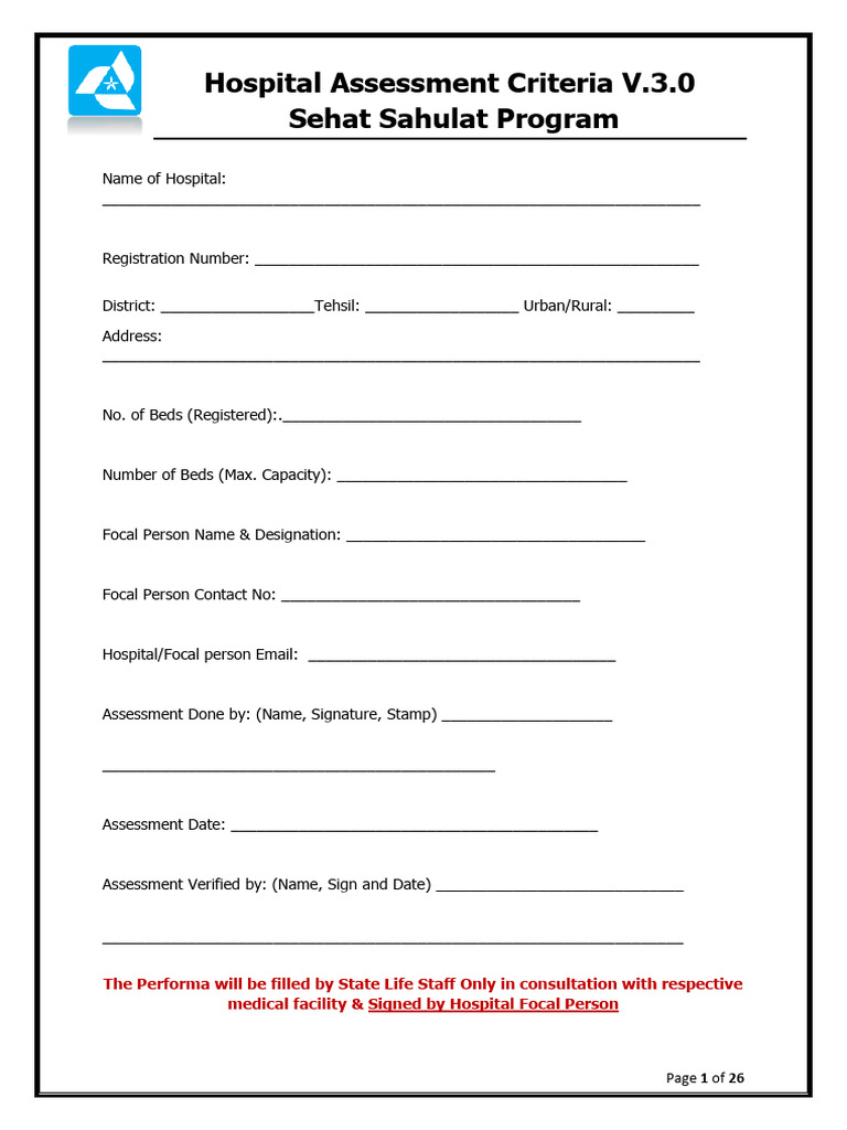Hospital Assessment Criteria - V3.0 | PDF