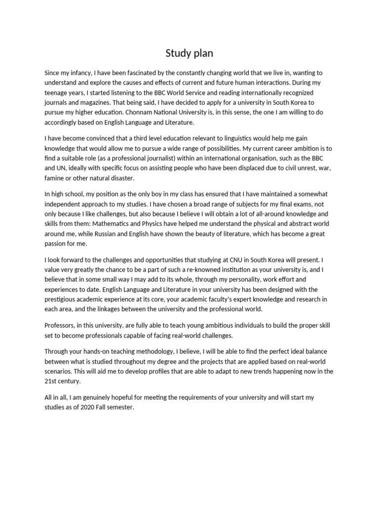 Study Plan | PDF | University | Social Science