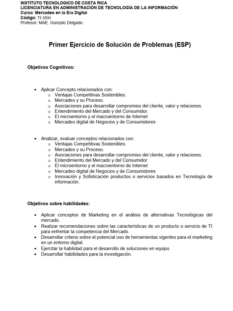 Primer-Ejercicio-De-Soluci-N-De-Problemas-Esp Primer Ejercicio de Solución de Problemas (ESP) IS ...