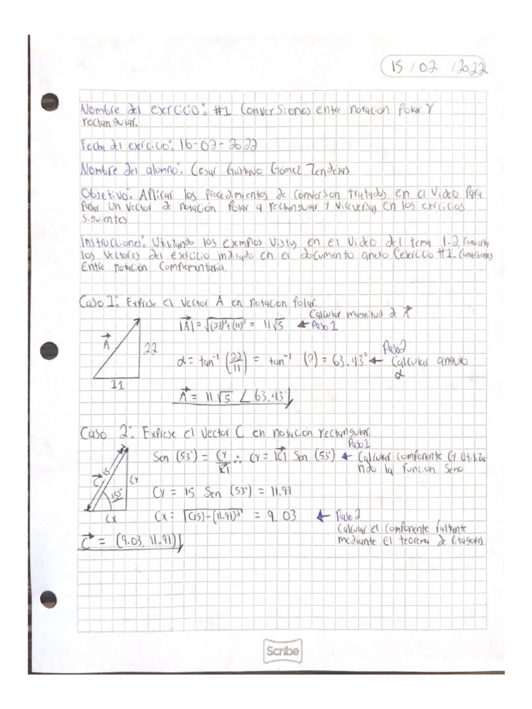 Ejercicio 1 Conversiones Entre Notación Polar y Rectangular Cessar ...