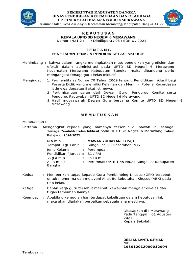 SK Guru Inklusi 2024 1 | PDF