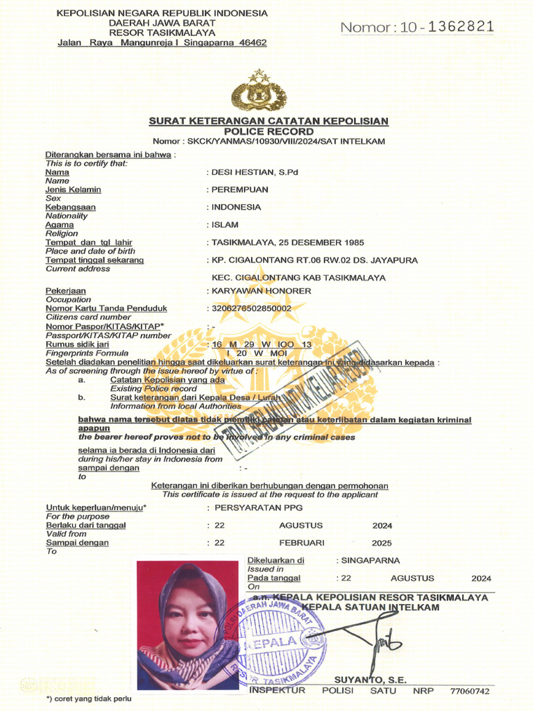 SKCK Desi Hestian | PDF