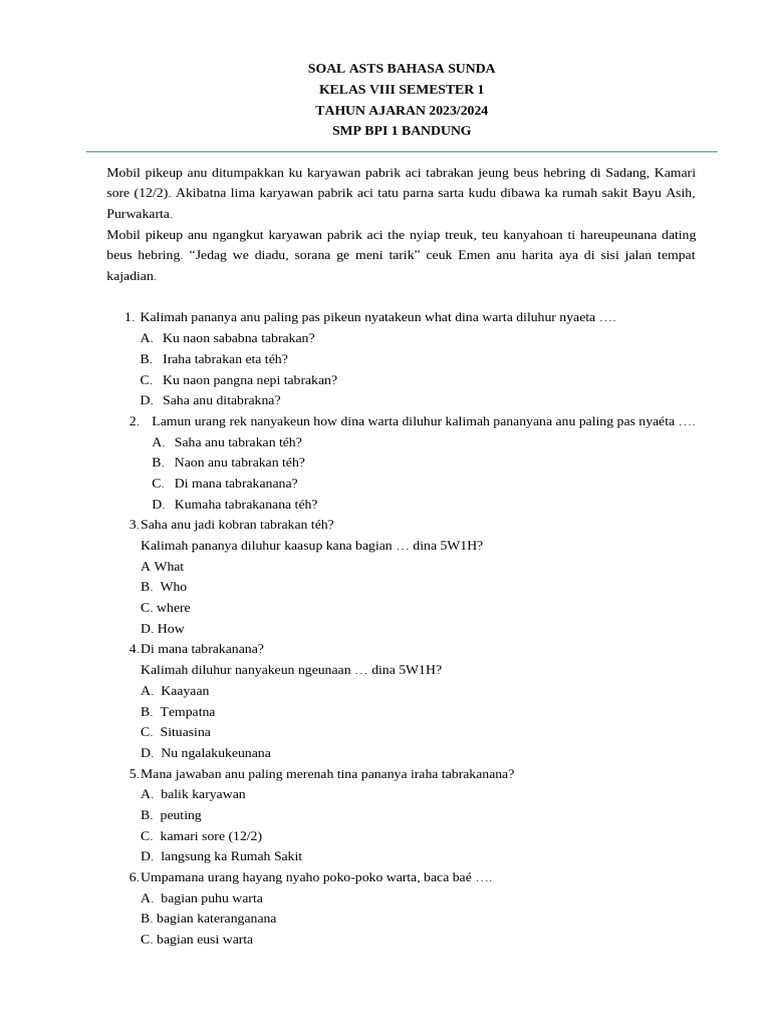 STS B Sunda KLS 8 Ganjil 2023 | PDF