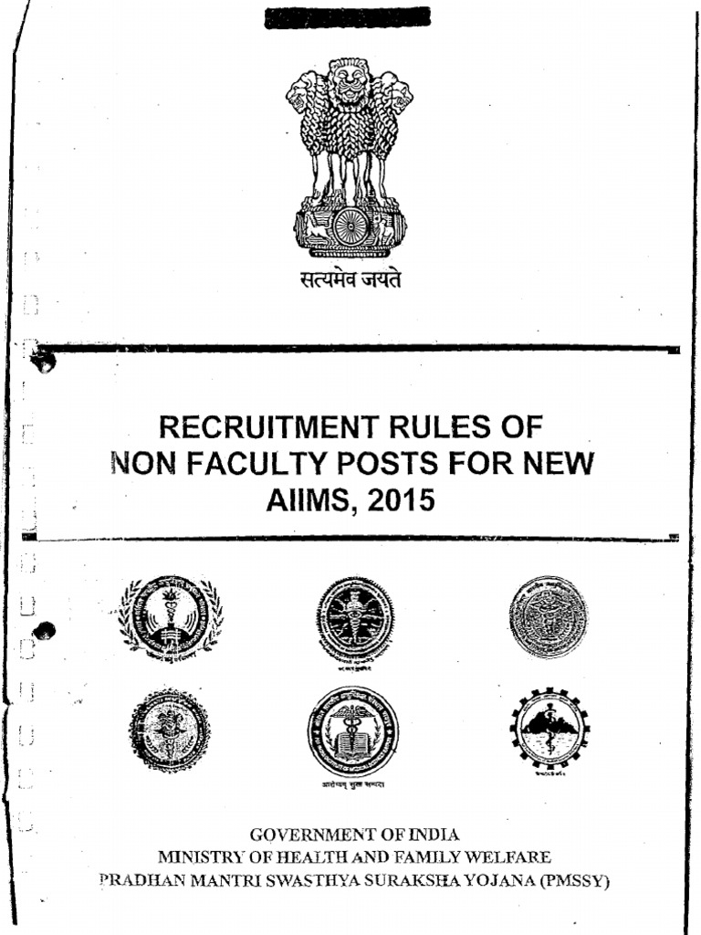 202 Recruitement Rules of Non Faculty Posts For New Aiims | PDF