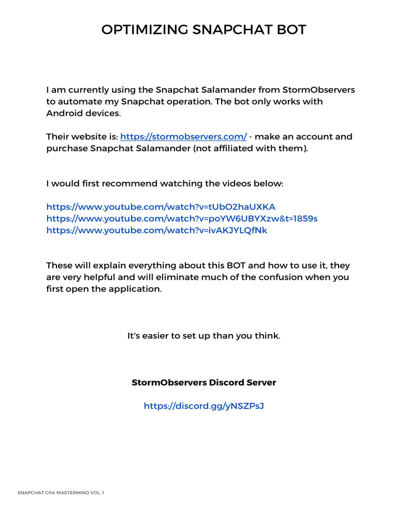 Optimizing Snapchat BOT | PDF