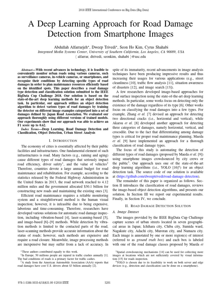 A Deep Learning Approach For Road Damage Detection From Smartphone ...