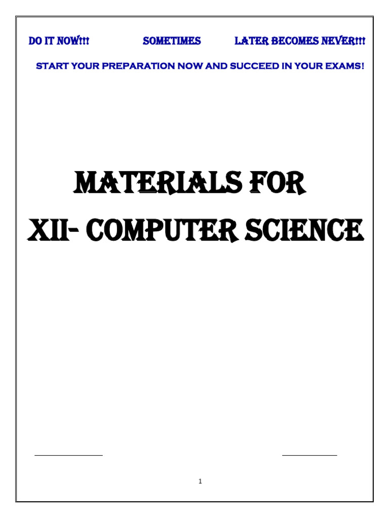 Kalviseithi 'Xii Cs Full Material | PDF