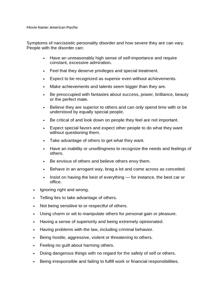 American Psycho analysis | PDF