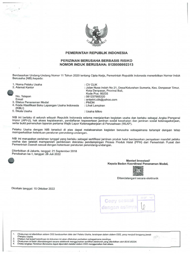 Ijin Usaha | PDF