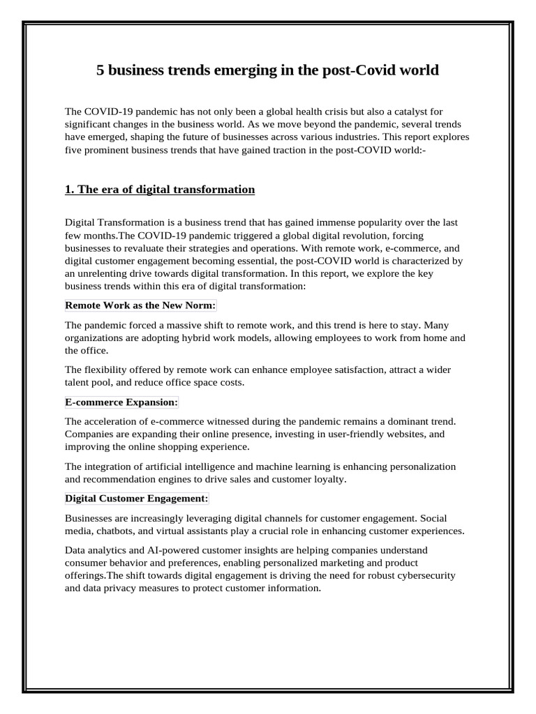 5 Business Trends Emerging in The Post | PDF