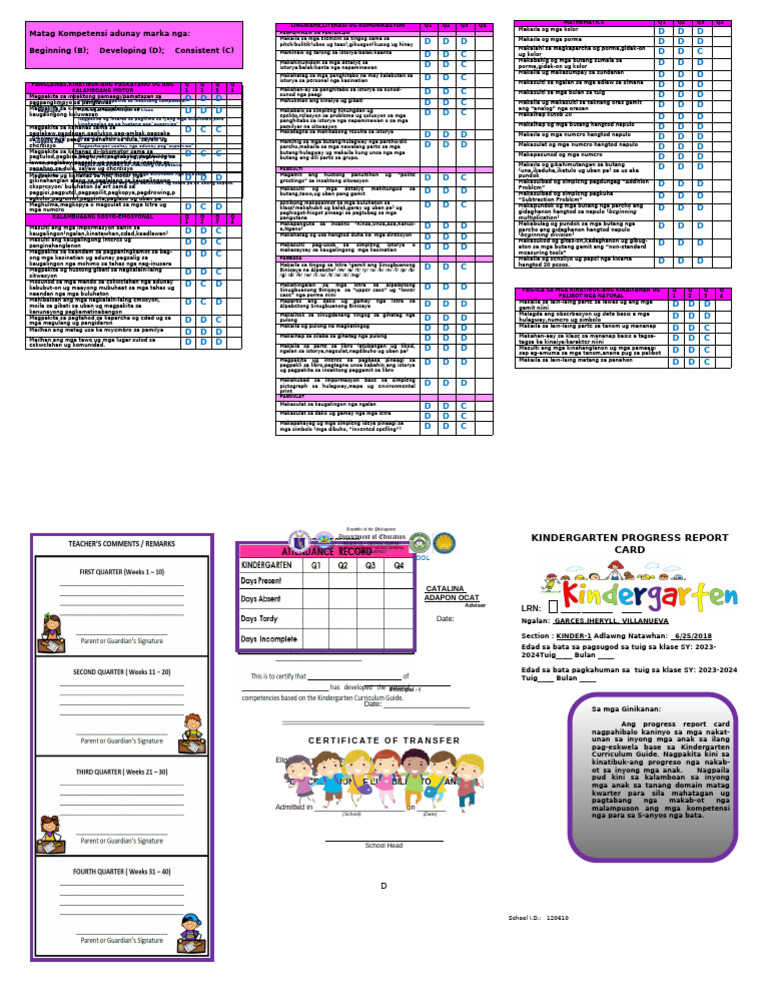 Contextualized Kindergaten-Progress Report Card | PDF
