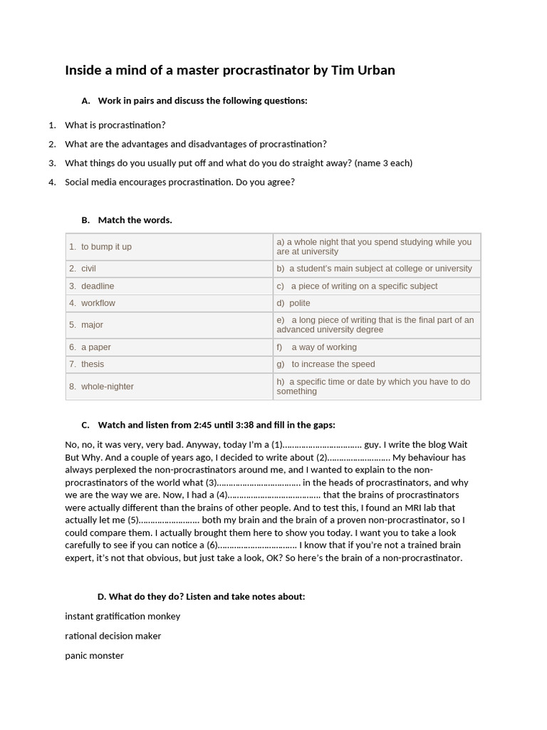 Procrastination Ted - Lesson | PDF