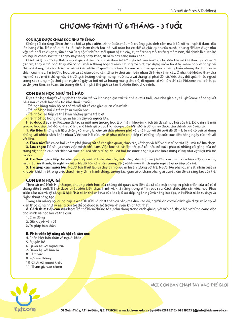 KIDZONE - Chuong Trinh Hoc - 6 Thang 3 Tuoi V | PDF