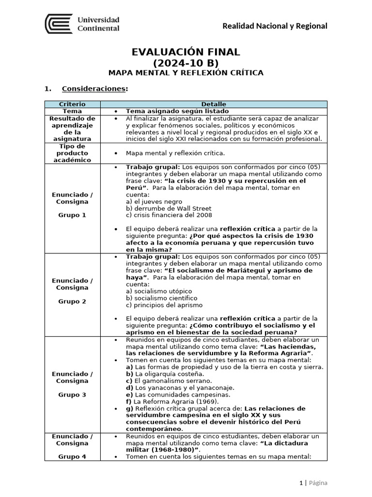 Evaluación Final RNR 2024-10-B Consigna y Matriz | PDF | Salón de clases | Multiculturalismo