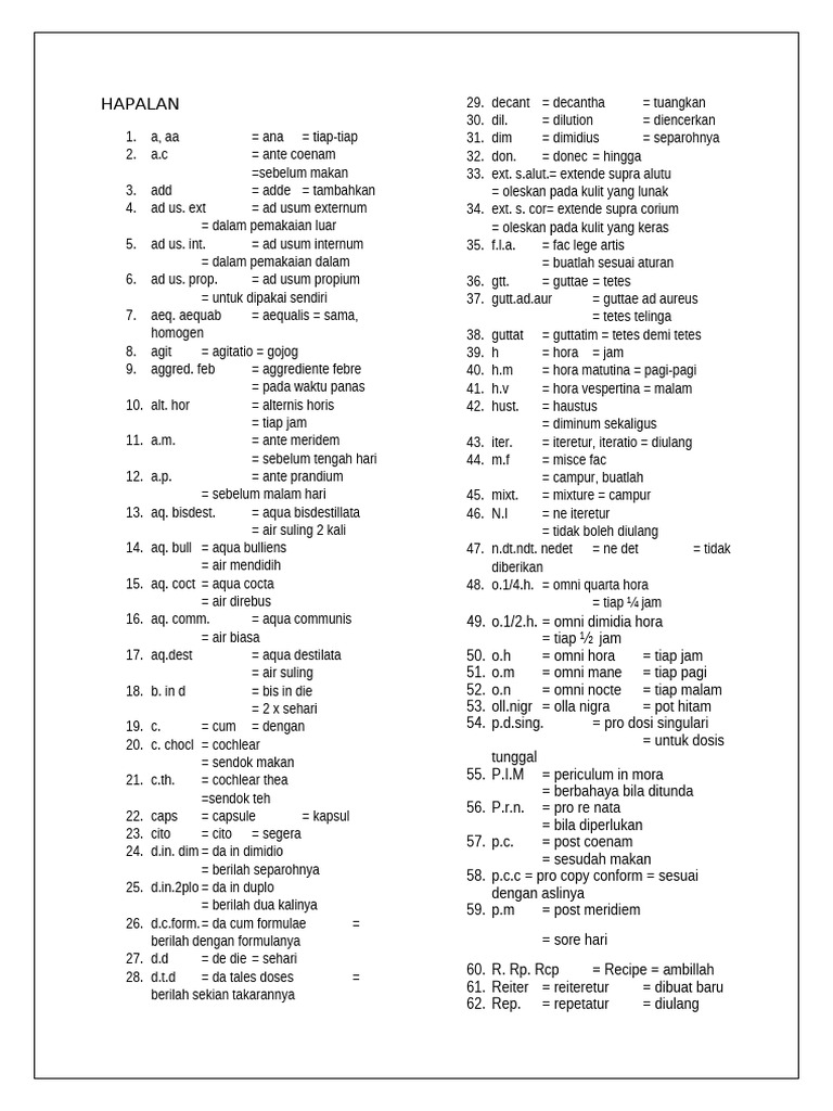 HAPALAN Nama Latin | PDF