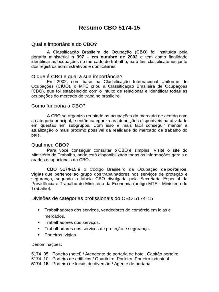 Resumo CBO | PDF