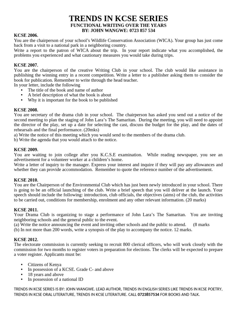 Functional Writing Over the Years. Wangwe | PDF