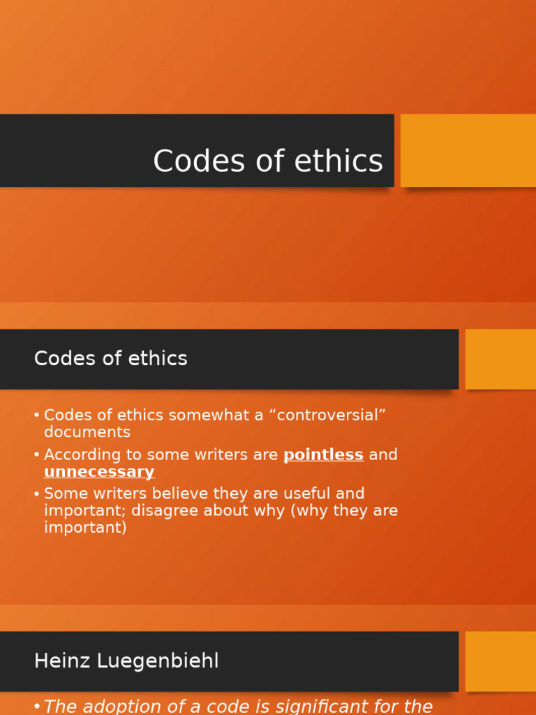 Chapter 3b - Codes of Ethics | PDF