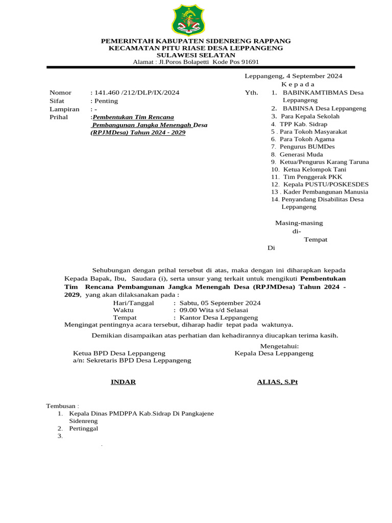 UNDANGAN Musrenbang 2024 | PDF