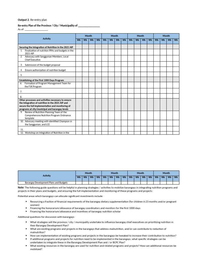 2 Re Entry Plan Pdf Business Social Science