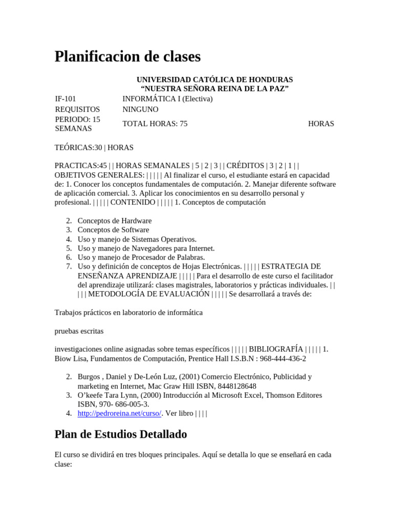 Planificacion de Clases | PDF