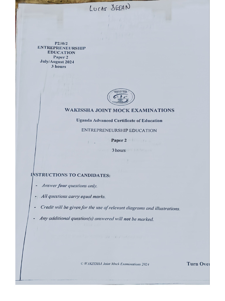 ENT 2 Wakissha 2024 | PDF