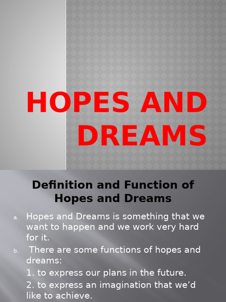 Understanding Hopes and Dreams | PDF | Semantic Units | Career & Growth