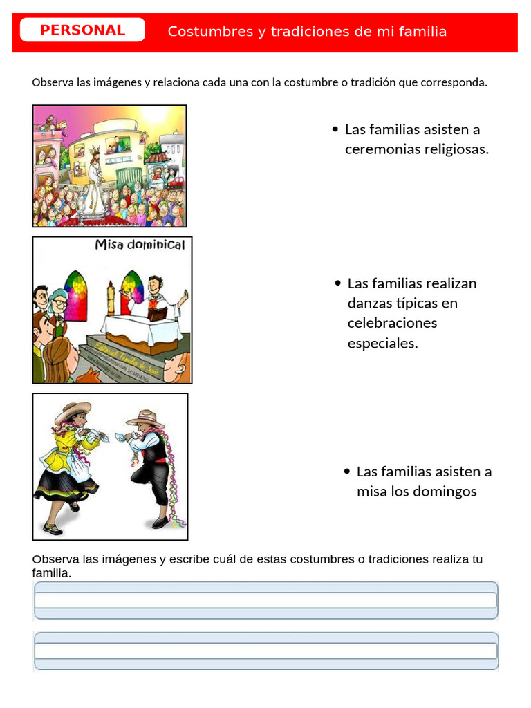 D1 A2 FICHA PERSONAL SOCIAL Costumbres y Tradiciones de Mi Familia | PDF | Tradiciones ...