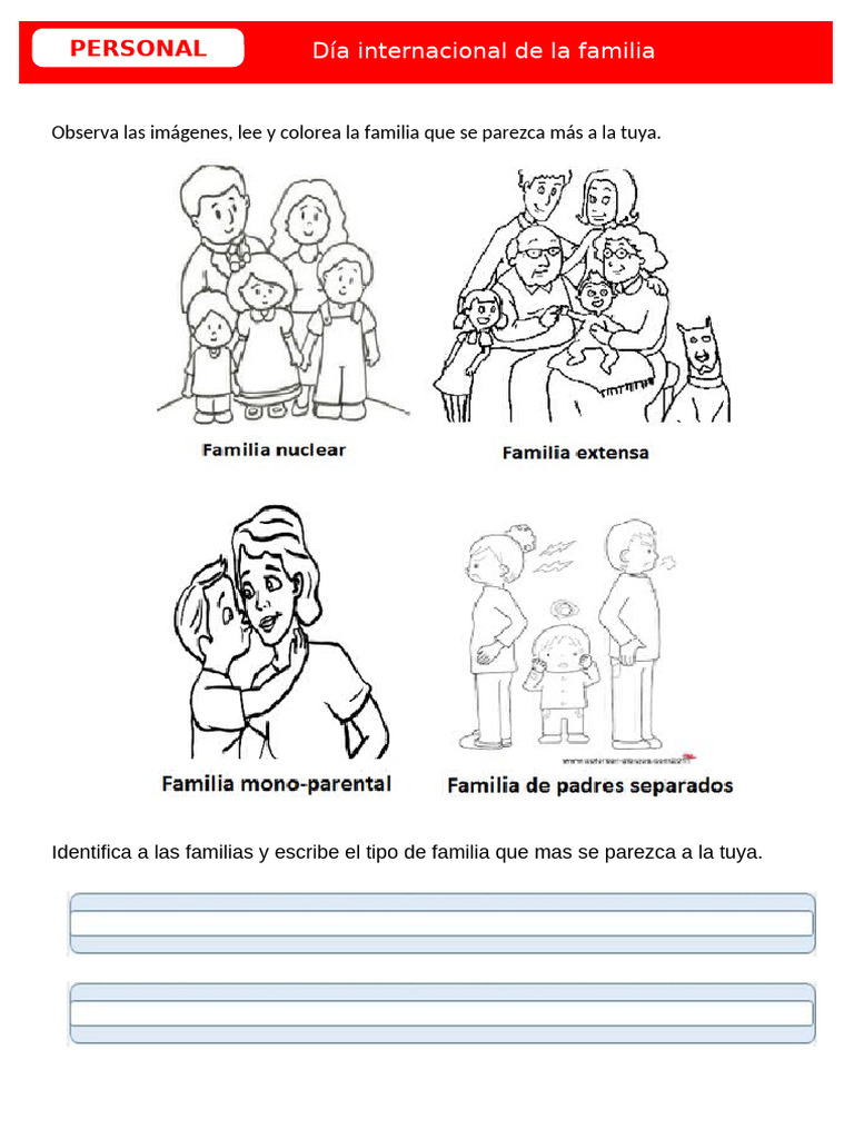 D1 A2 FICHA PS Dia Internacional de La Familia | PDF | Ciencias sociales | Estudios de idiomas ...