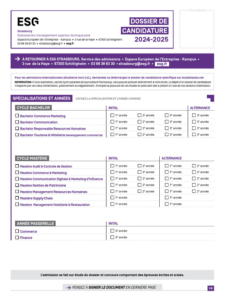 Candidature Esg Strasbourg | PDF