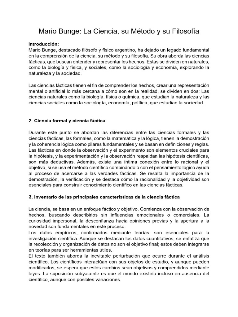 Mario Bunge - La Ciencia, Su Método y Su Filosofía . . | PDF | Método ...