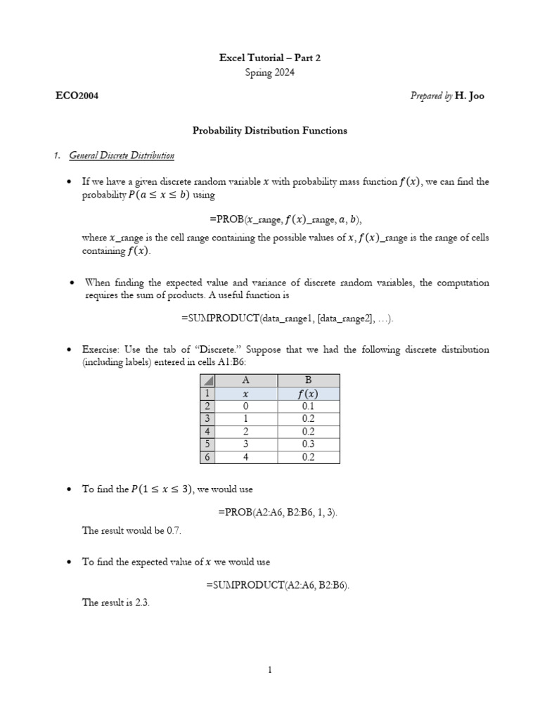 ECO2004 S24 Excel Part2 | PDF